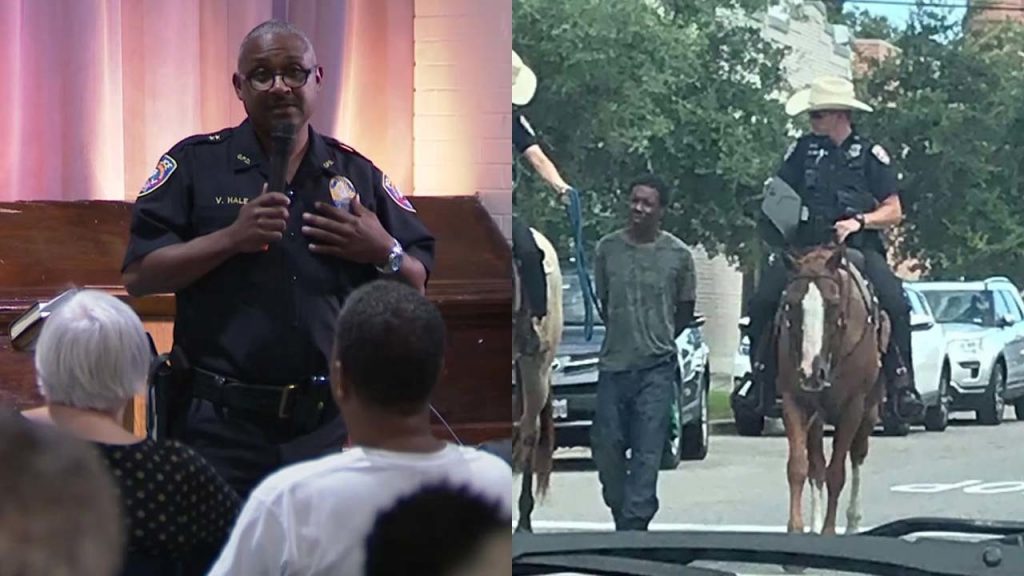 Galveston police chief apologizes after photo shows mounted officers ...